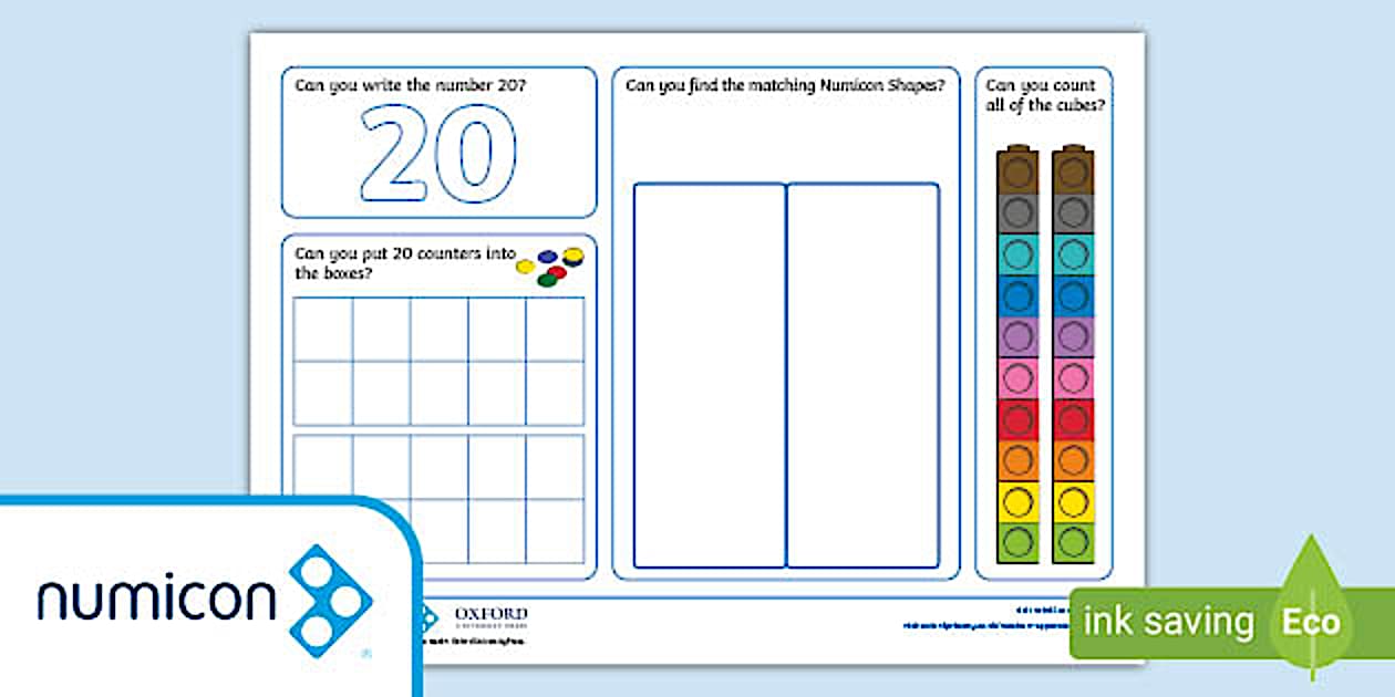 All About Number 20 Activity Mat with Numicon Shapes